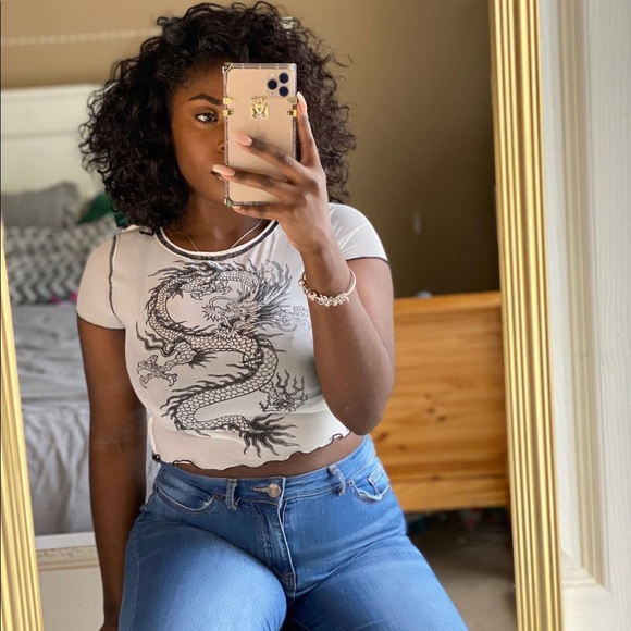 Tops | Mesh Dragon Crop Top | Poshmark